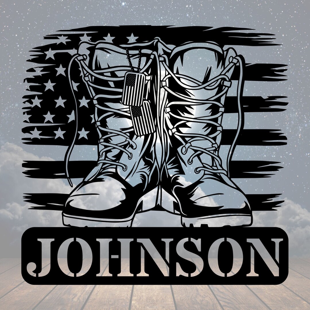 Personalized US Military Boots Metal Sign , Personalized US Military ...