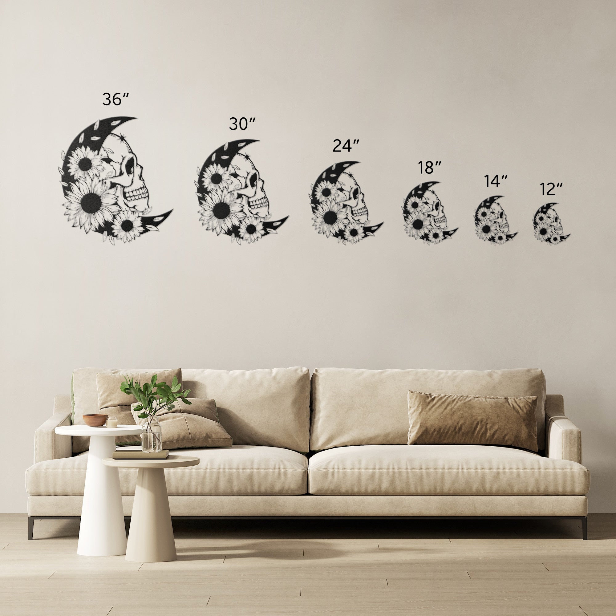 Moon Skull Metal Wall Art: Emo Gothic Sunflower Decor - Etsy
