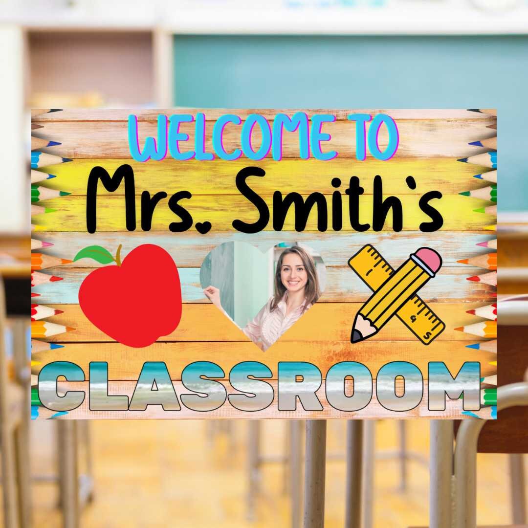 Personalized Welcome Teacher Metal Sign, Custom Teacher Sign, Teacher ...