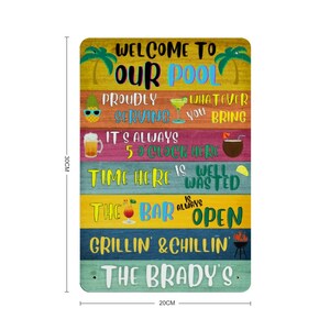 Welcome to Our Pool Sign, Personalized Pool Metal Sign, Custom Pool ...