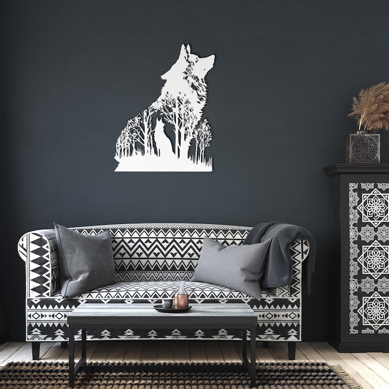 Wolf & Shadow Metal Wall Art: Powder Coated Steel Sign - Etsy