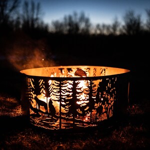Personalized Wolves Fire Pit Ring, Custom Fire Pit Ring, Outdoor Fire ...