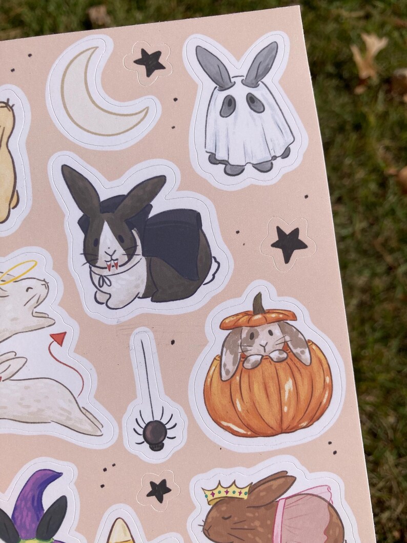 Halloween Bunny Stickers // Cute Stickers, Animal Stickers, Planner ...