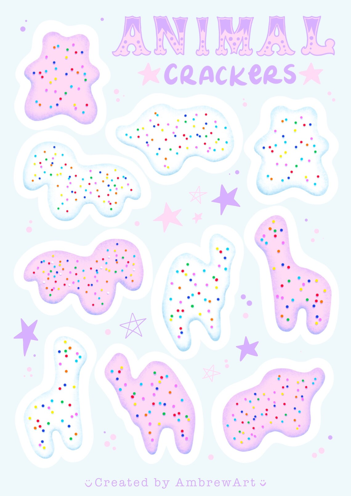 Animal Crackers Sticker Sheet // Cute Stickers Scrapbooking | Etsy