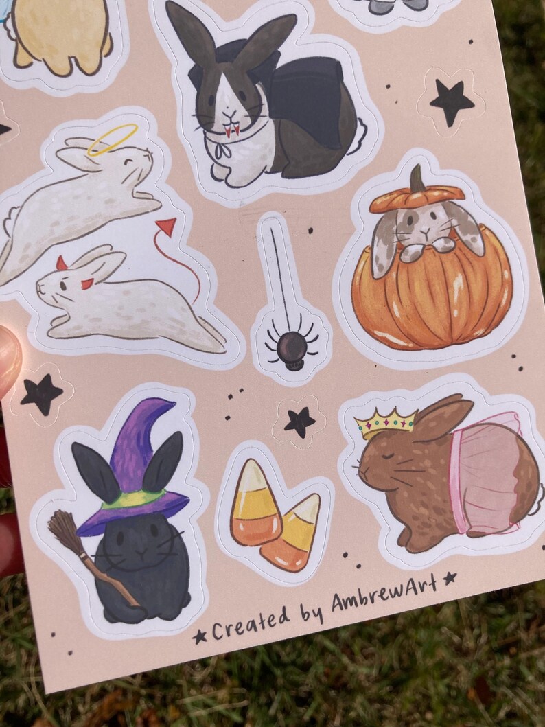 Halloween Bunny Stickers // Cute Stickers, Animal Stickers, Planner ...