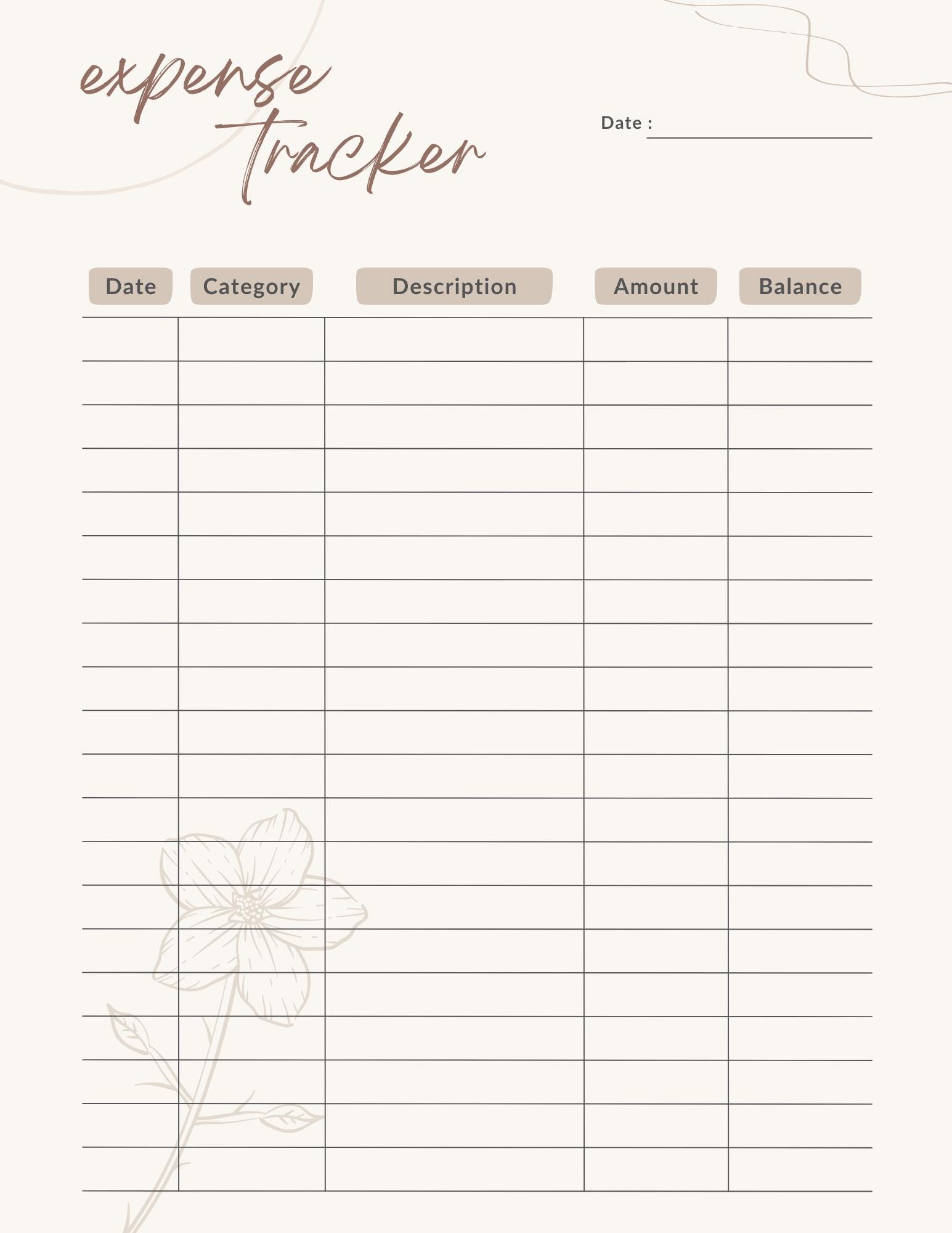 Daily Aesthetic Elegant Expense Tracker - Etsy