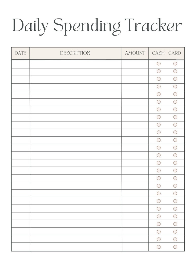 Daily Aesthetic Spending Tracker - Etsy