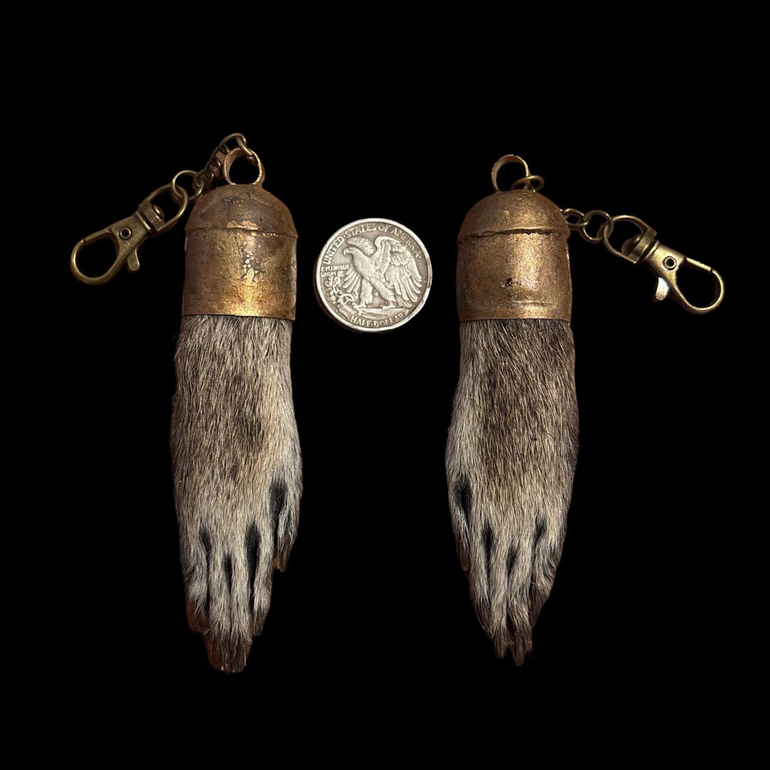 Raccoon Foot Charm Keychain - Etsy