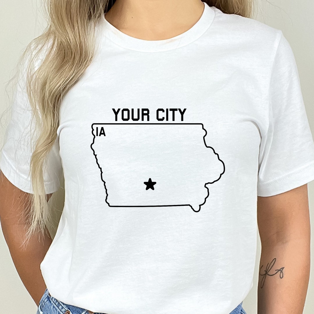 Iowa Custom Star Personalized Iowa Hometown Shirt, Iowa Map Shirt, Iowa ...