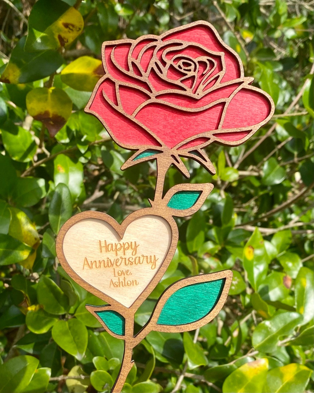 Custom Wooden Rose Personalized Laser Cut Rose Gift for Valentine's Day ...