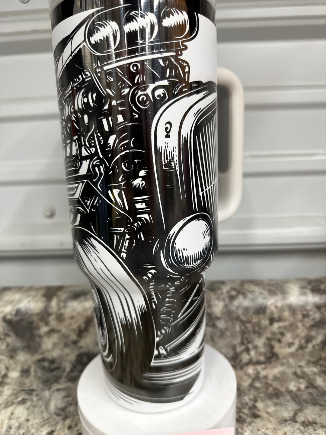 Hot Rod, Muscle Car, Detailed Auto Engine Laser Engraved Tumbler, Race ...