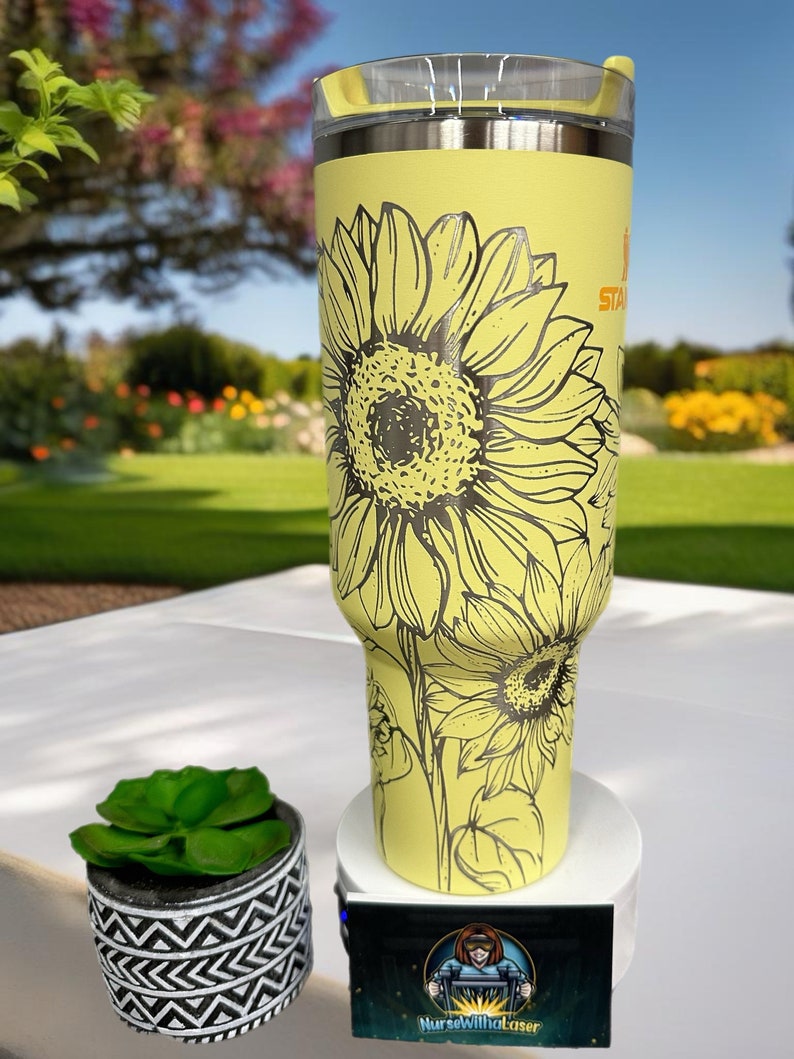 Sunflower, Full Sunflowers, Sunflower Gift, Laser Engraved Tumbler - Etsy