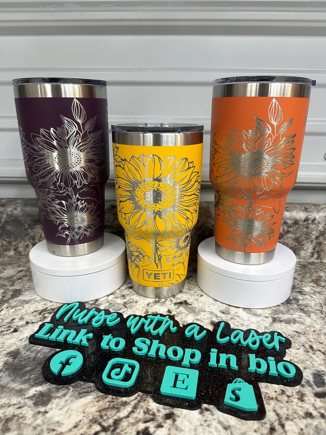 Sunflower Laser Engraving on Yeti 30oz Tumbler | Custom Floral Cup - Etsy