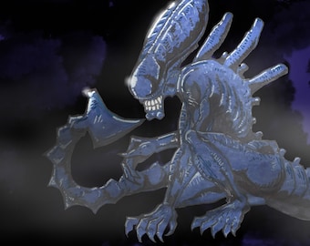 Original Xenomorph Alien Soft Pastel Drawing 11 Inches by 14 - Etsy