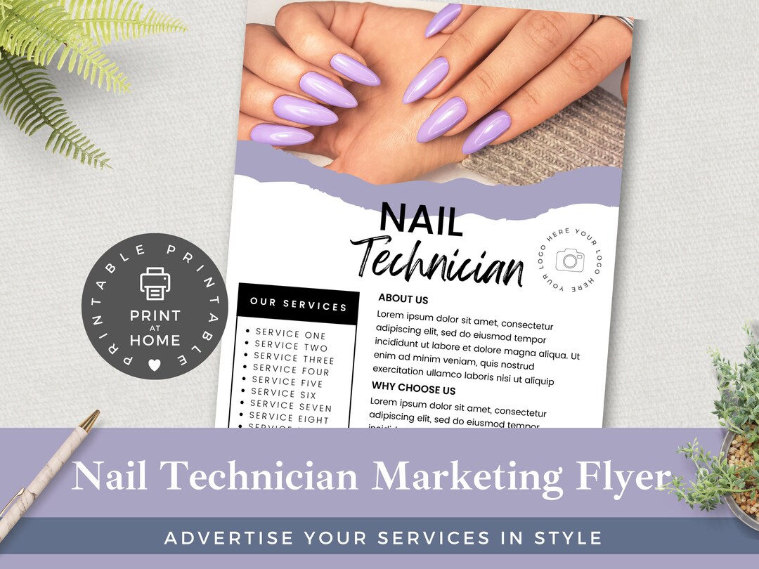 Nail Technician Flyer | Editable DIY Marketing | Instant Download ...