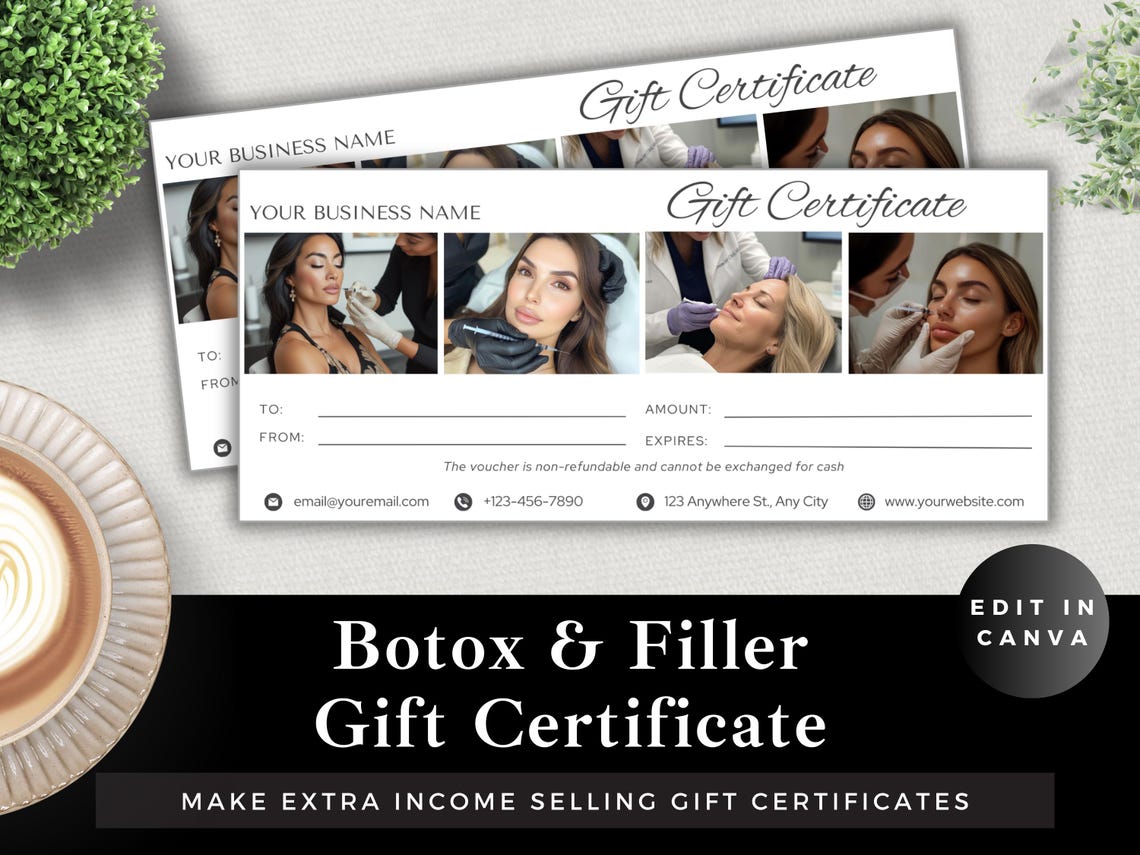 Botox & Filler Gift Certificate Template | Customizable Canva Voucher ...