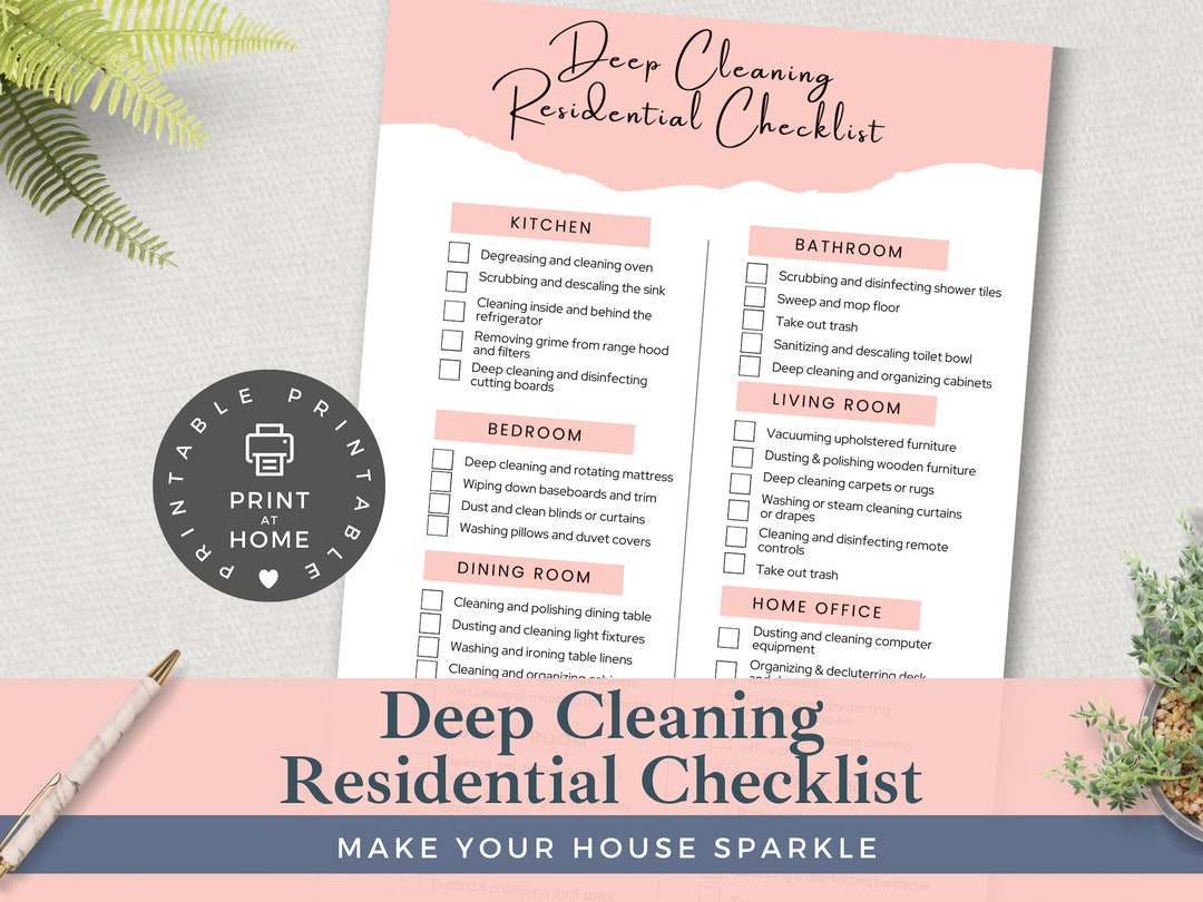 Residential Deep Cleaning Checklist | Instant Download| House Spring ...