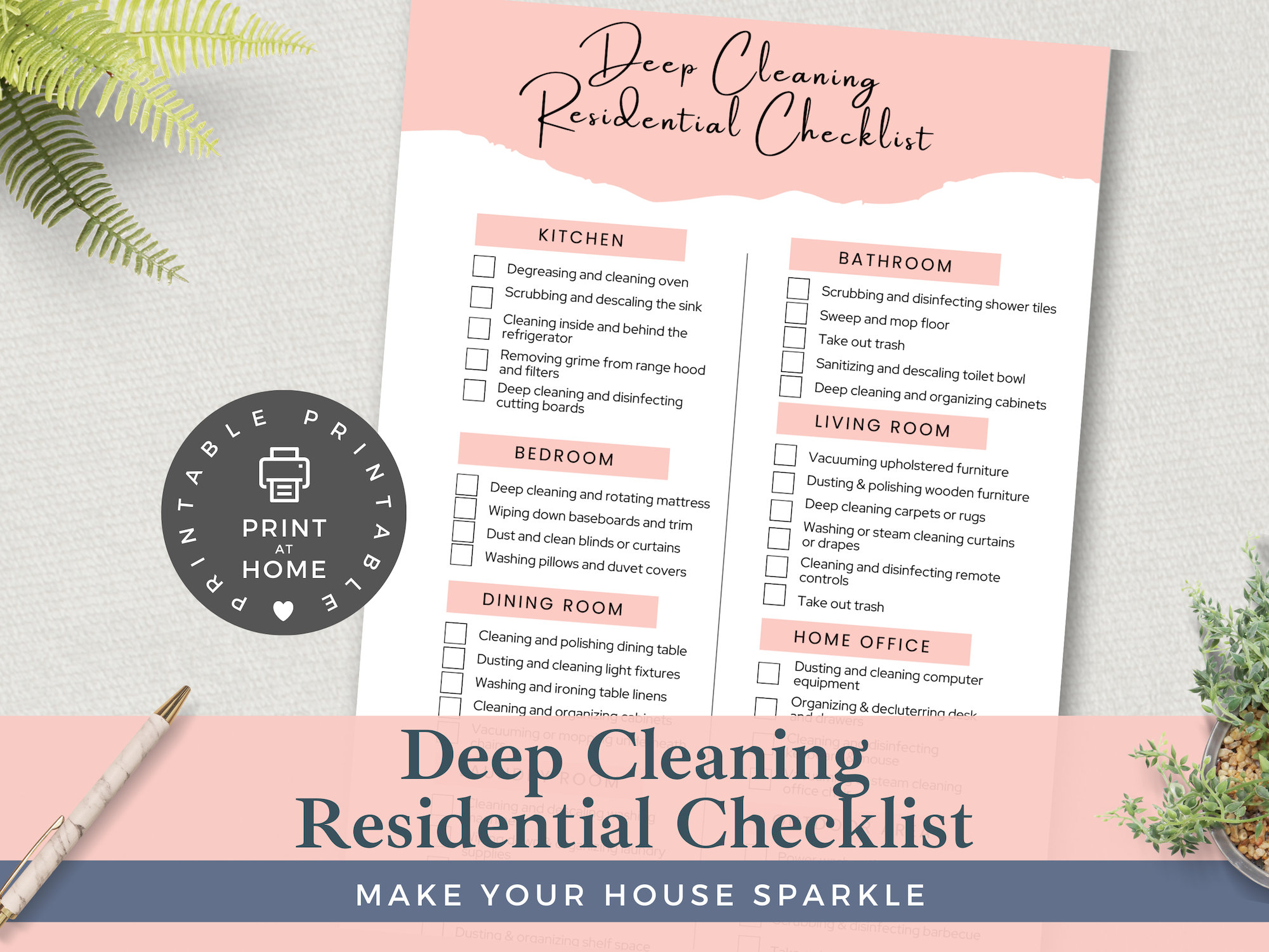 Residential Deep Cleaning Checklist | Instant Download| House Spring ...