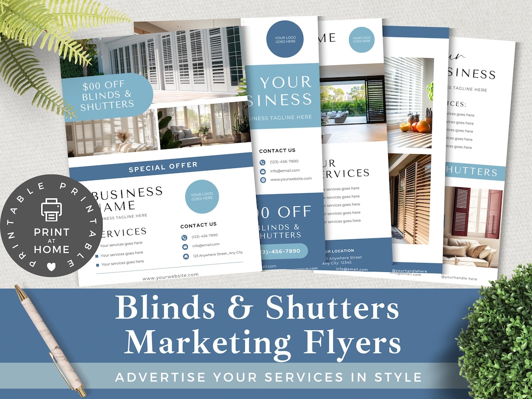 Editable Blinds & Shutters Flyer | Canva Template | Printable Marketing ...