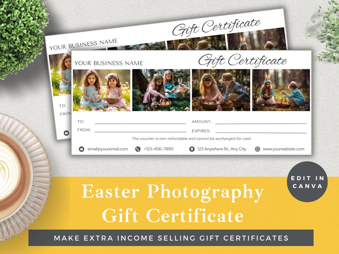 Easter Photography Gift Certificate Template: Editable Canva Design ...