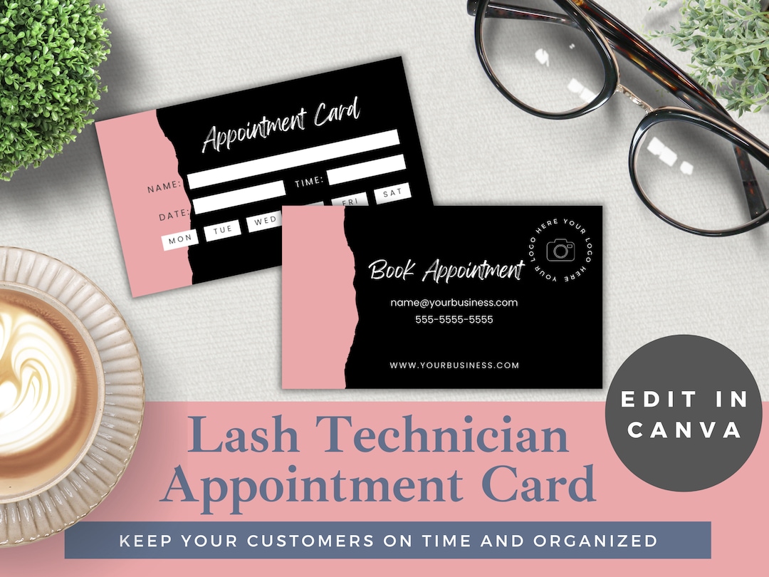 Appointment Card for Lash Technician | Editable Template | Edit in ...