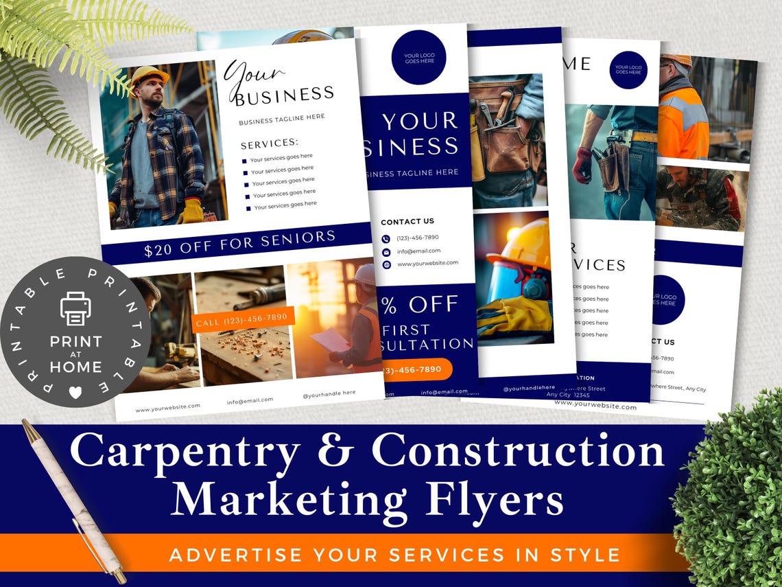Editable Carpentry and Construction Flyer Bundle | DIY Marketing ...