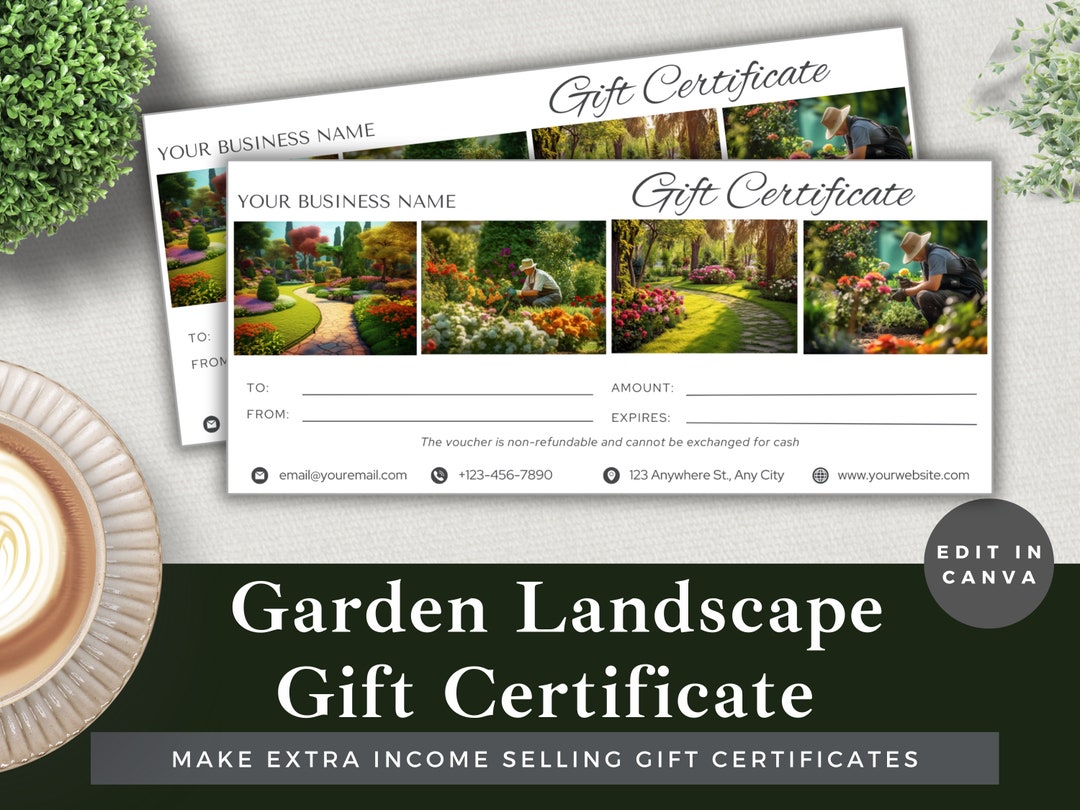 Editable Gift Certificate Garden Landscaper | Edit Template in Canva ...