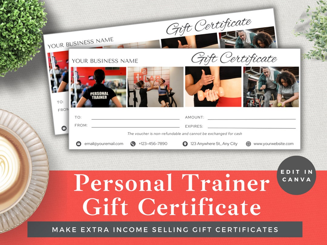 Editable Gift Certificate Personal Trainer | Edit Template in Canva ...