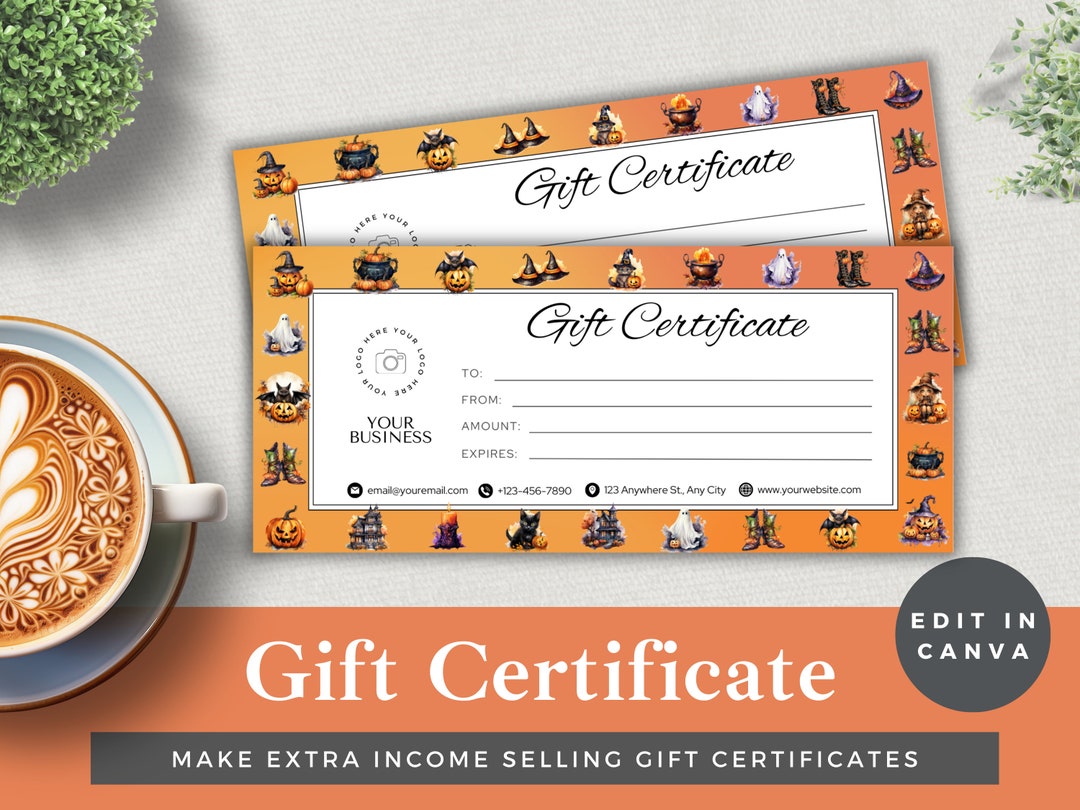 Editable Gift Certificate Halloween V2 | Edit Template in Canva ...