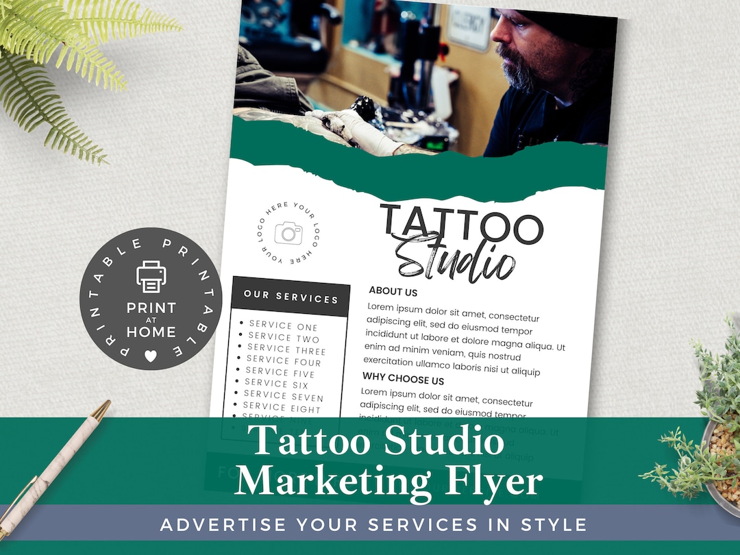 Tattoo Studio Flyer | Editable DIY Marketing | Instant Download | Edit ...