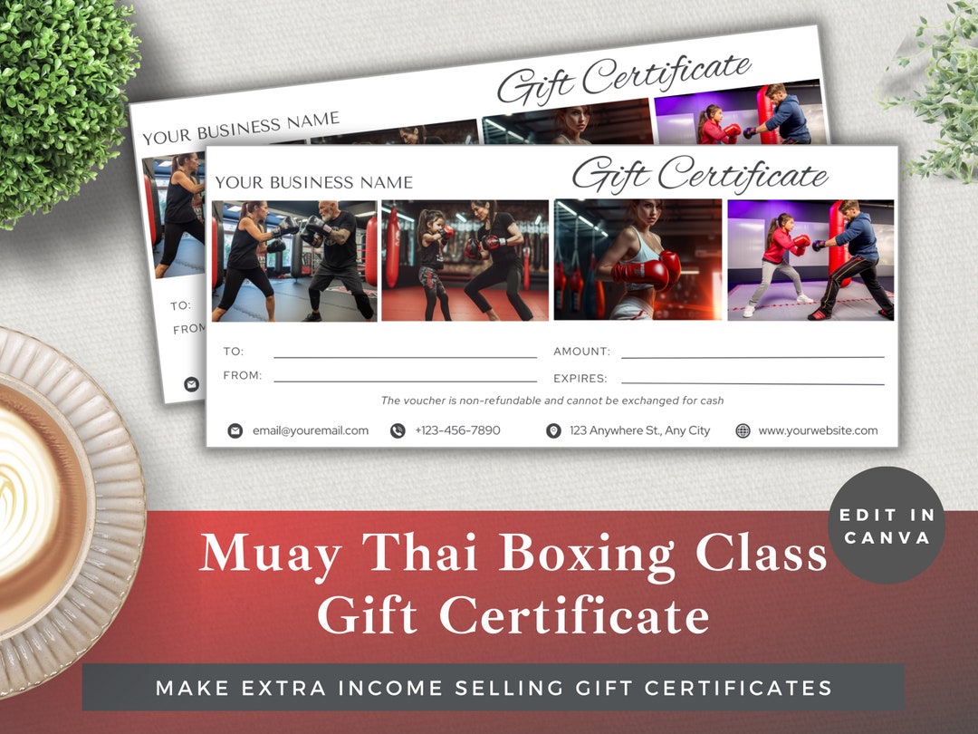 Muay Thai Gift Certificate Template: Editable Customer Voucher (digital ...