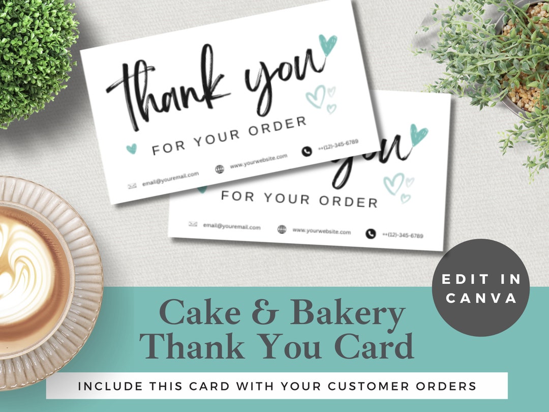 Bakery Thank You Card Template: Minimal Blue Design (edit in Canva) - Etsy