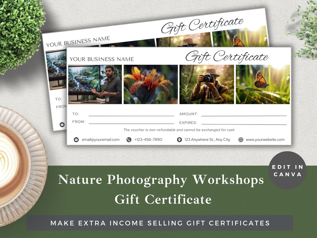 Nature Photography Gift Certificate Template: Editable Canva Design ...