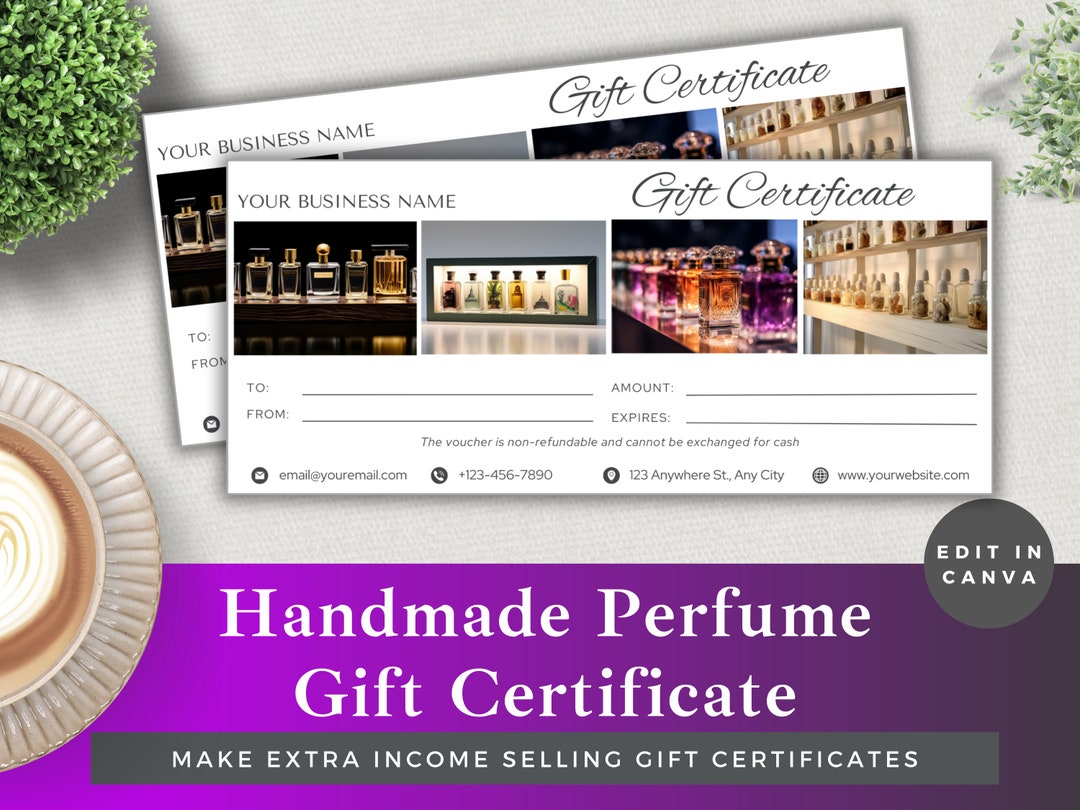 Editable Gift Certificate Handmade Perfume | Edit Template in Canva ...