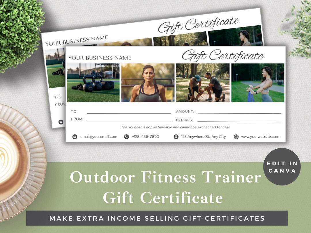 Editable Gift Certificate Outdoor Fitness Trainer | Edit Template in ...