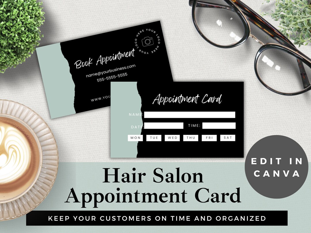 Editable Hair Stylist Appointment Card Template | Edit in Canva Instant ...