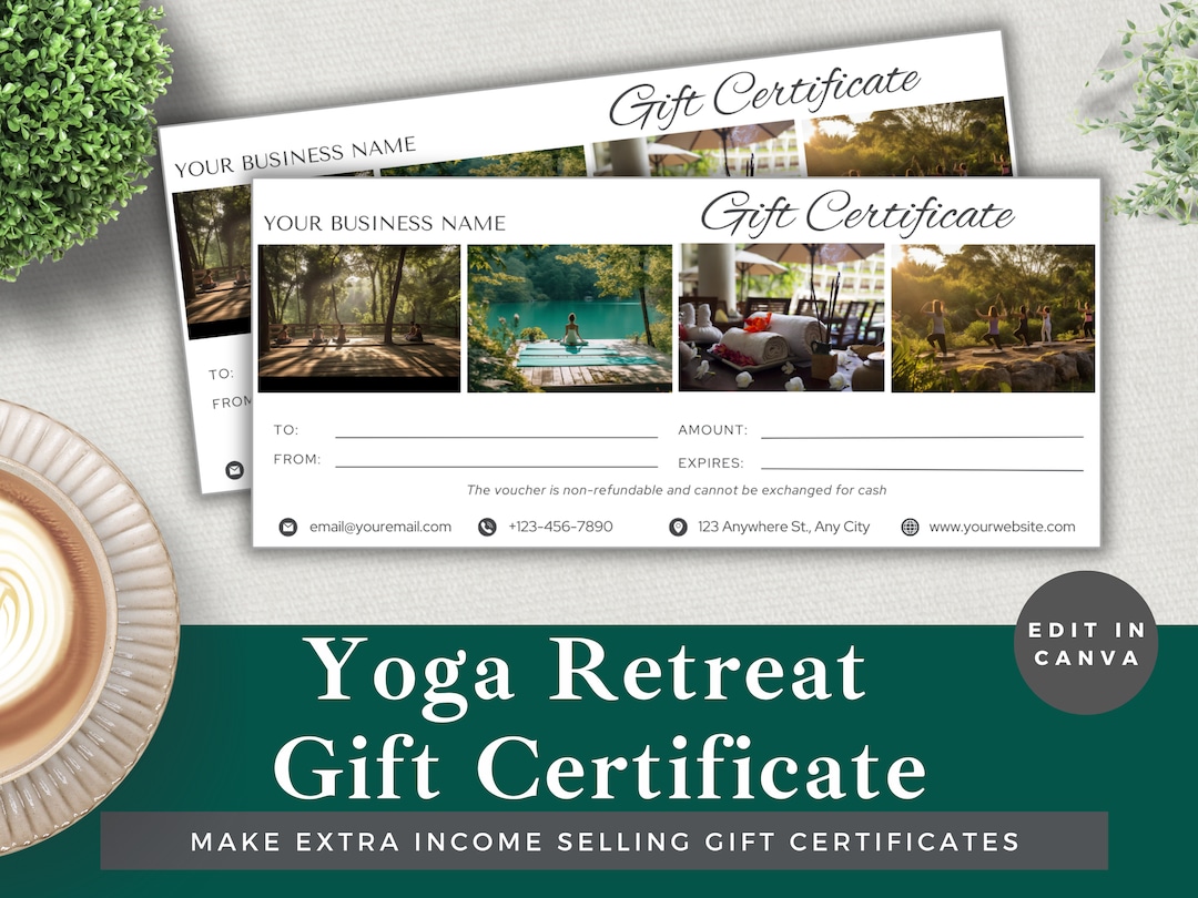 Yoga Retreat Gift Certificate Template: Luxury Customer Voucher (canva ...