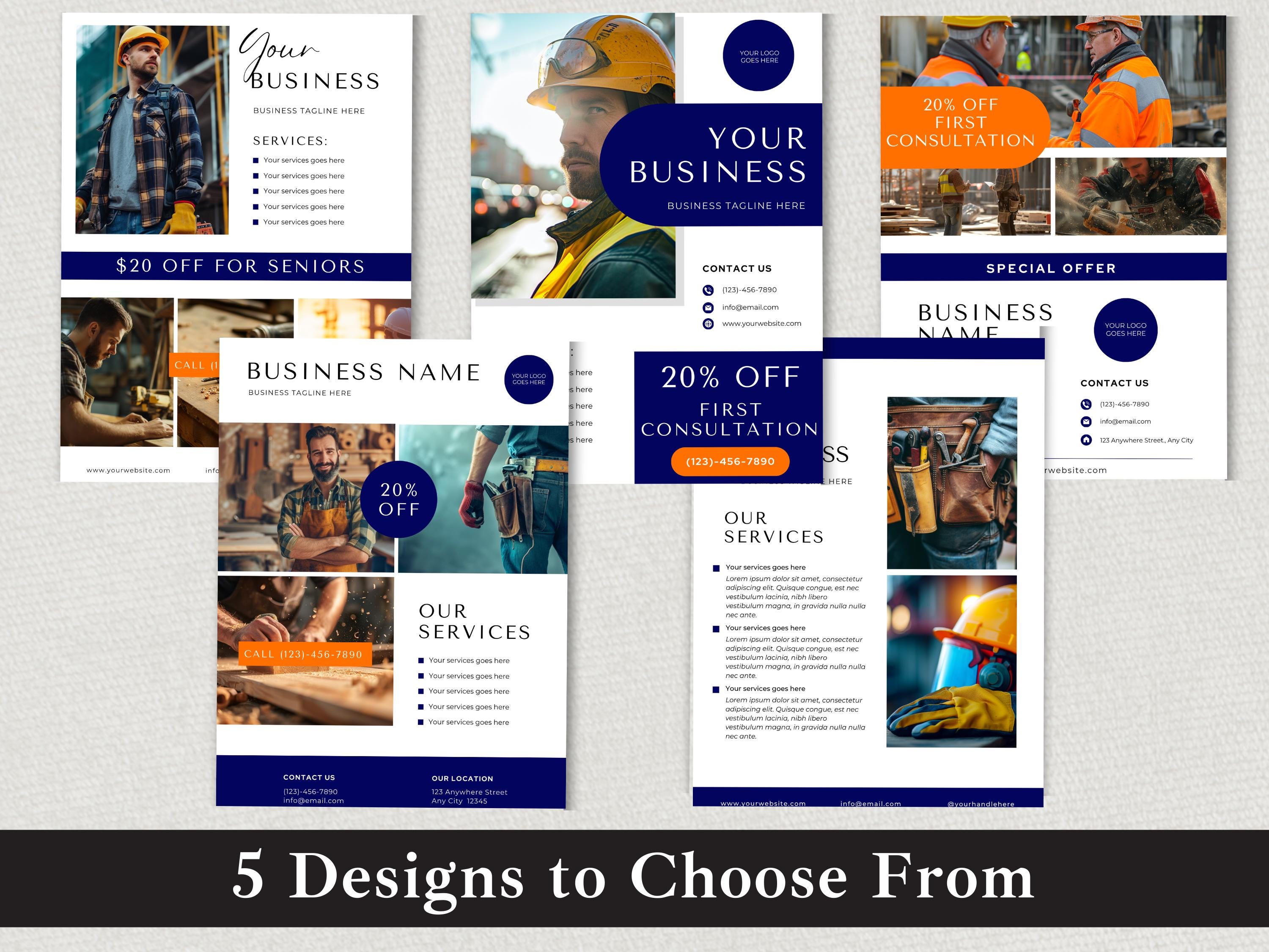 Editable Carpentry and Construction Flyer Bundle | DIY Marketing ...