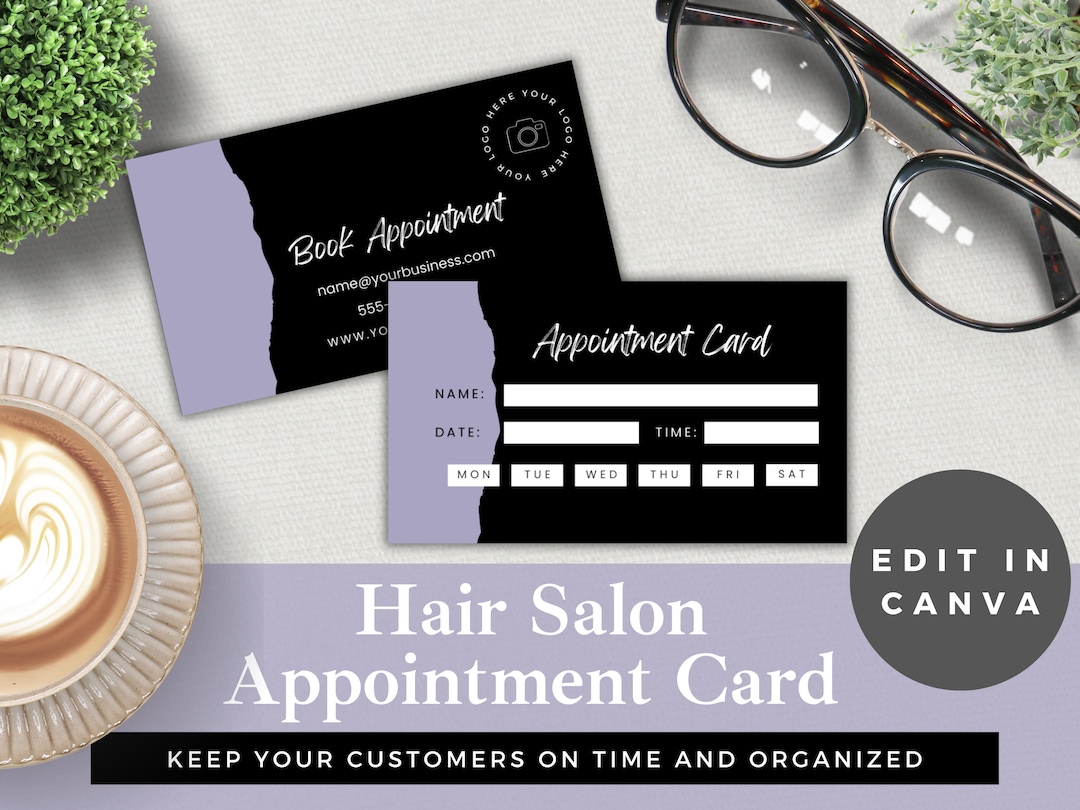 Editable Hair Stylist Appointment Card Template | Salon Customer ...