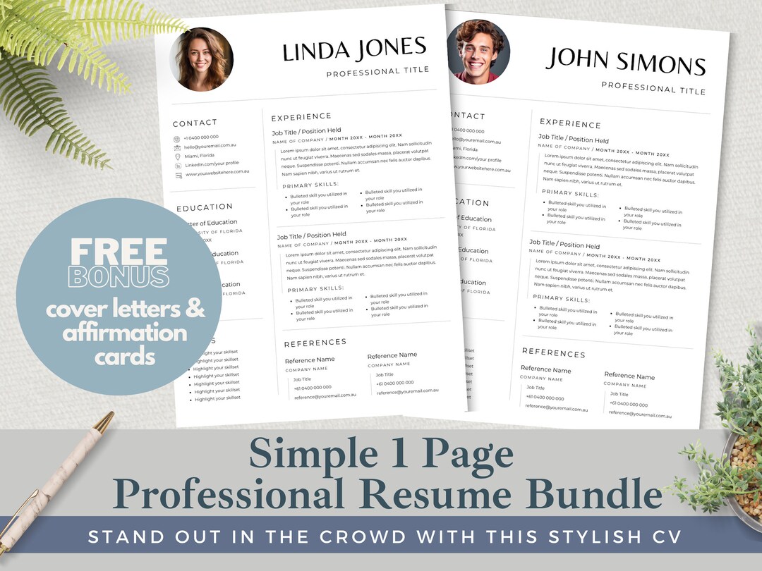 Simplistic Resume Template & Cover Letter Examples Plus BONUS Set of ... Simplistic Resume Template & Cover Letter Examples Plus BONUS Set of ...