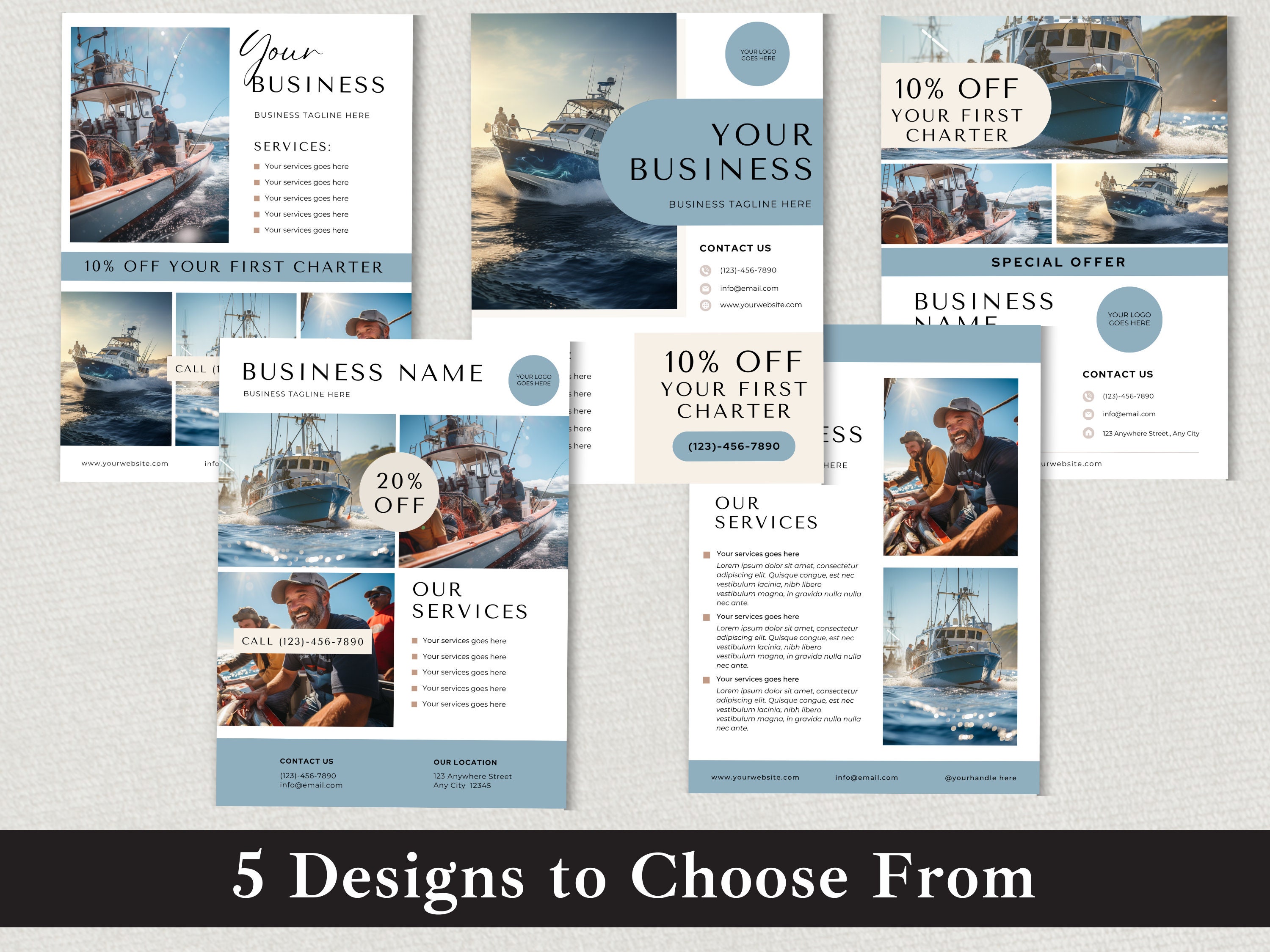 Fishing Charter Flyer Template: Editable DIY Marketing (instant ...
