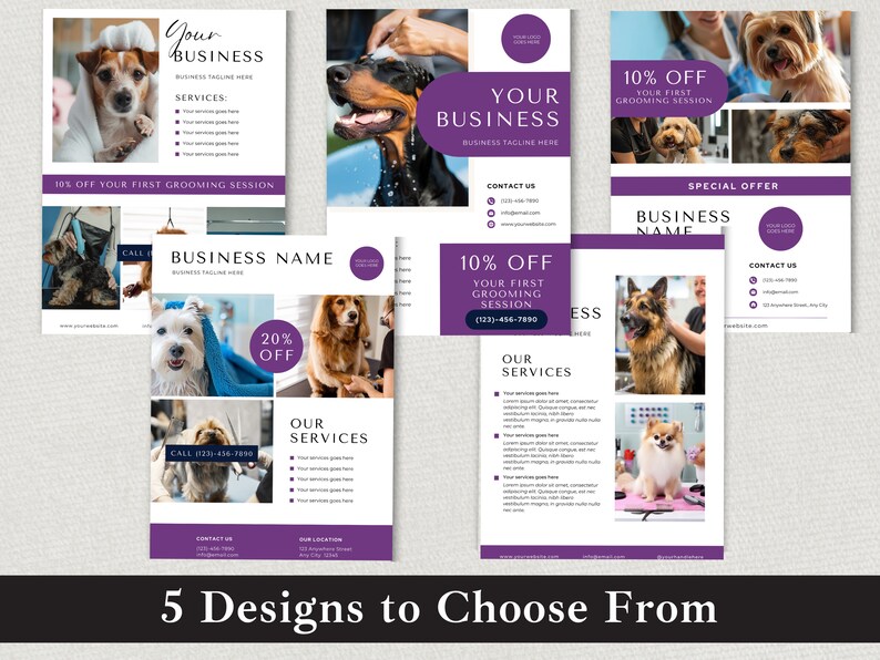 Dog Grooming Flyer Template: Editable DIY Marketing (canva) - Etsy