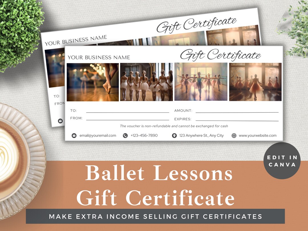 Ballet Lessons Gift Certificate Template: Editable Canva Design ...