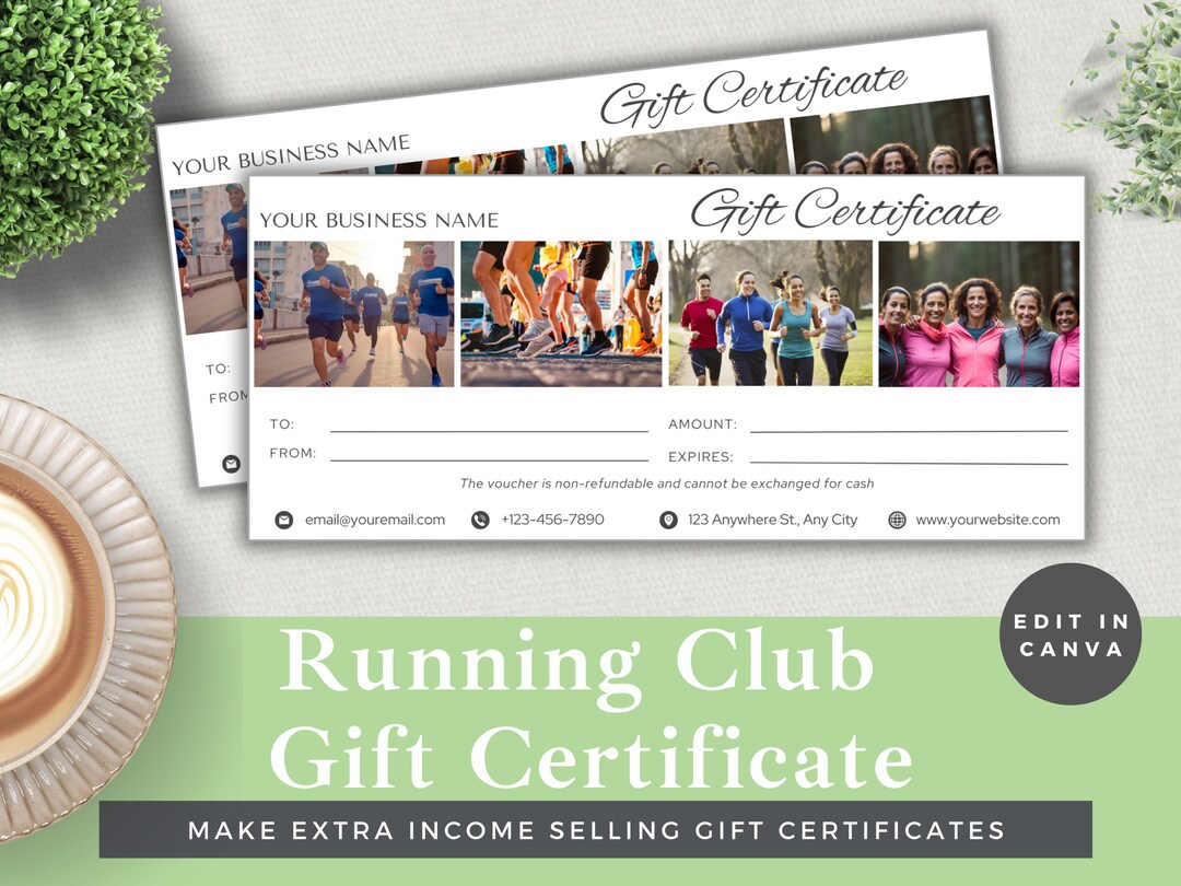 Editable Gift Certificate Running Club | Edit Template in Canva ...