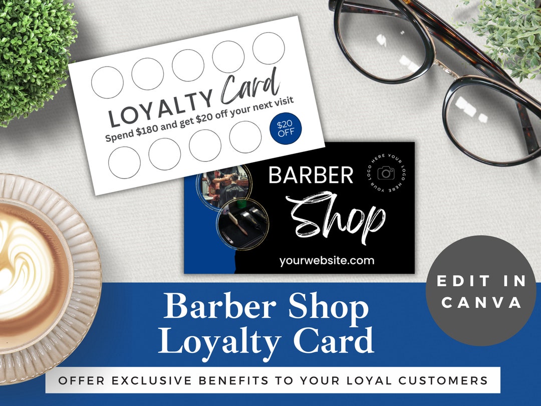 Barber Shop Loyalty Card Template Editable | Instant Download | Edit in ...