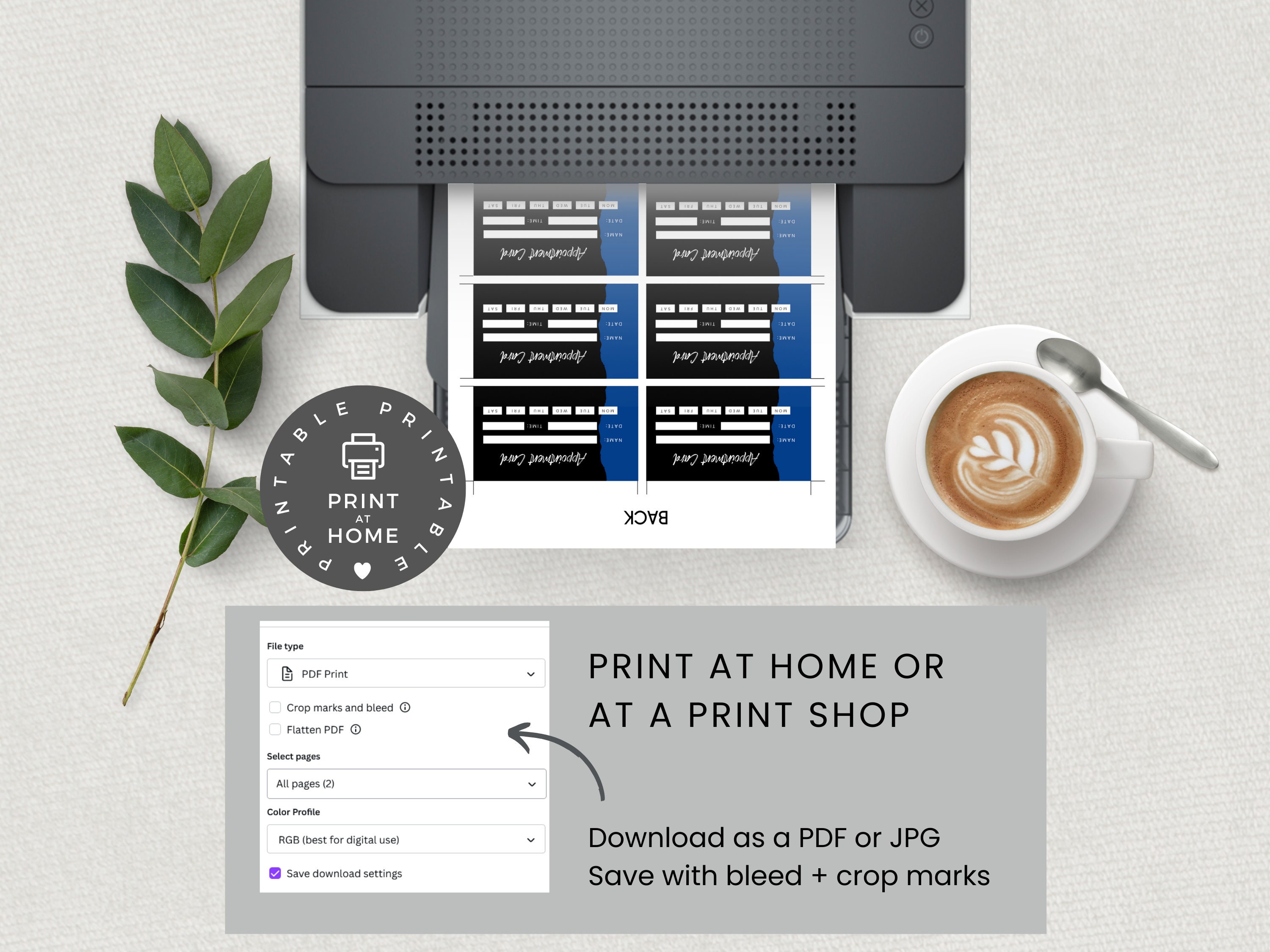 Barber Shop Appointment Card Template: Black & Blue Design (edit in ...