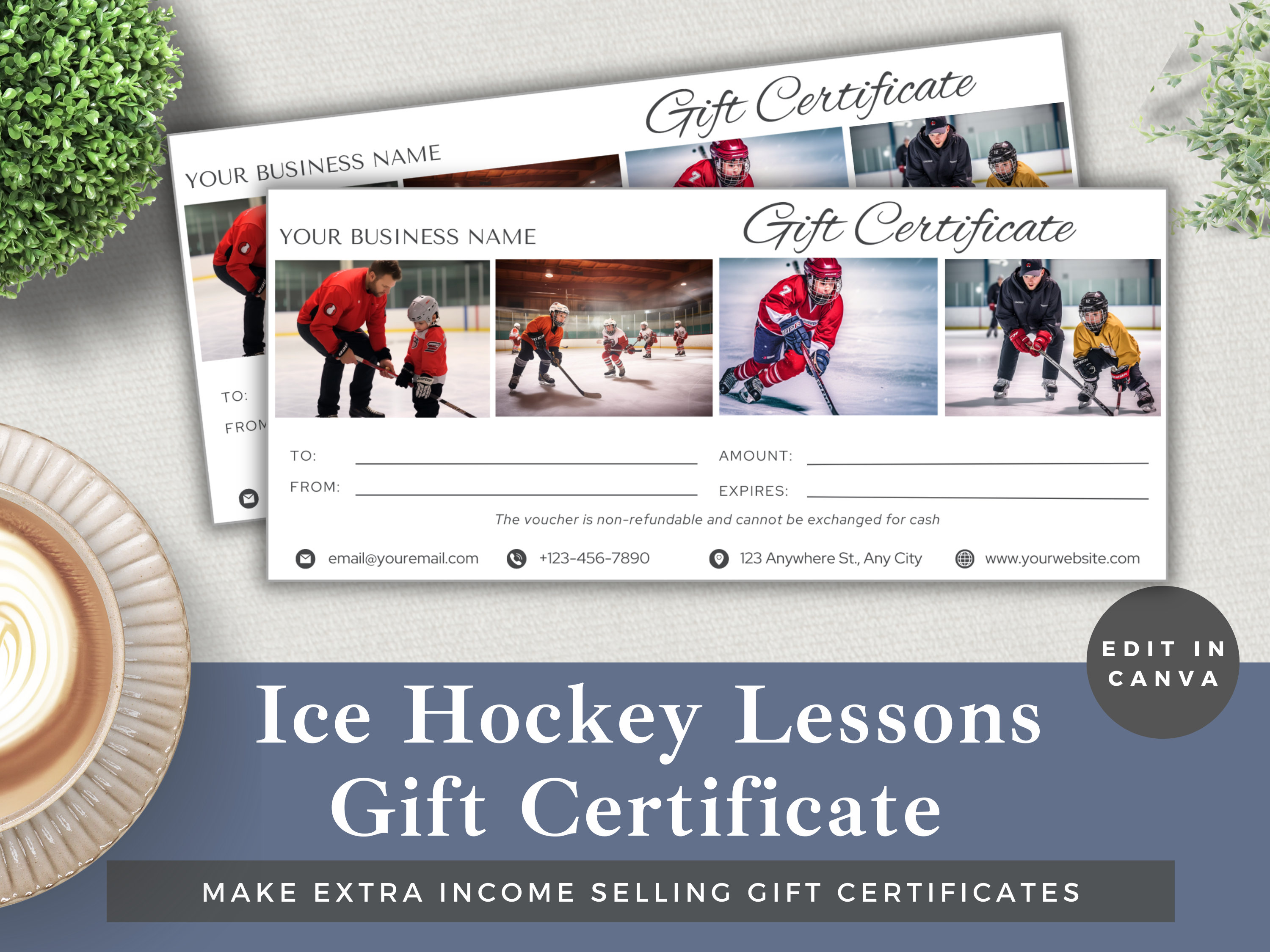 Editable Gift Certificate Ice Hockey Lessons Edit Template - Etsy