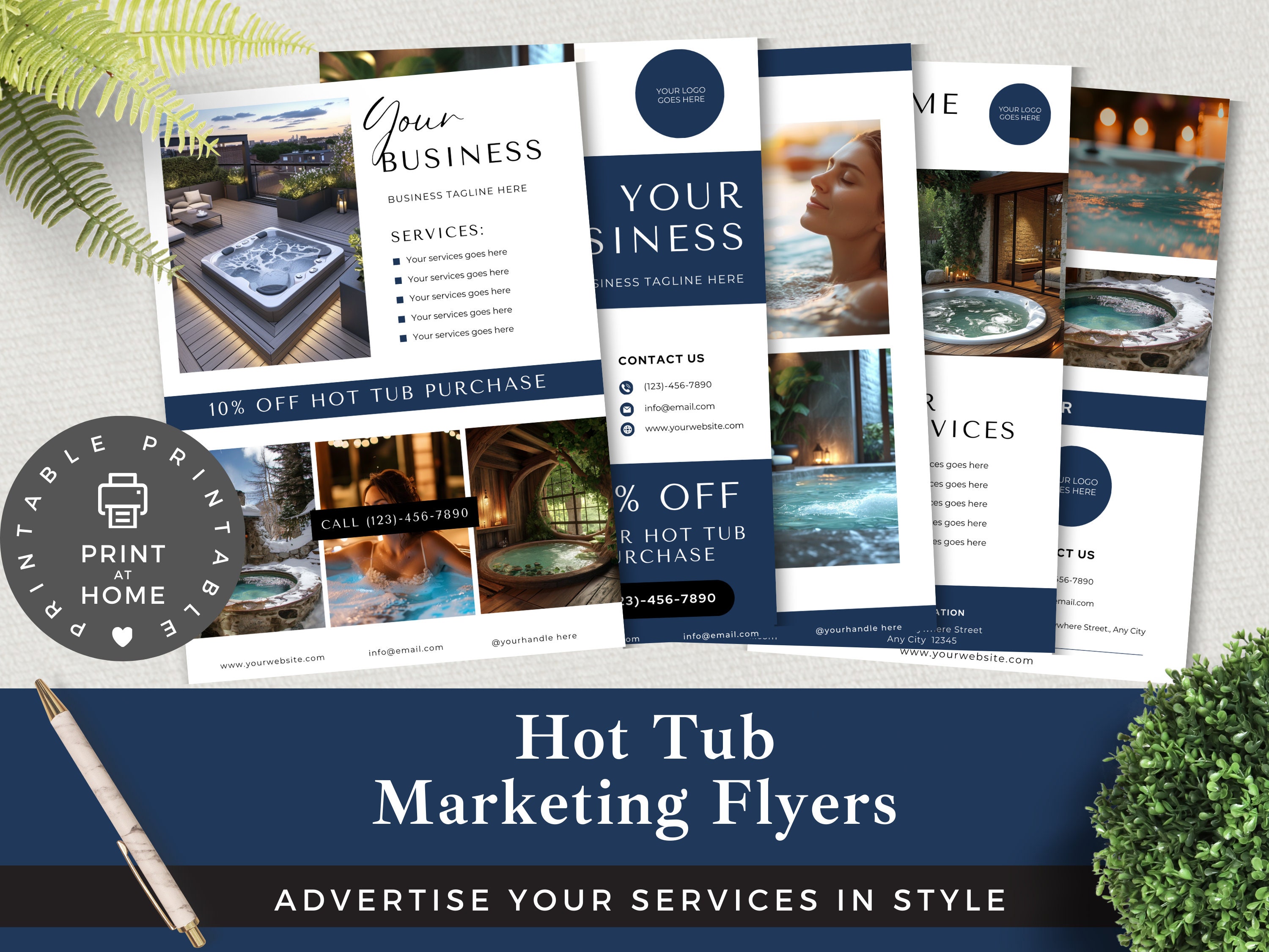 Hot Tub Flyer Bundle | Edit With Canva | Instant Download | Marketing ...