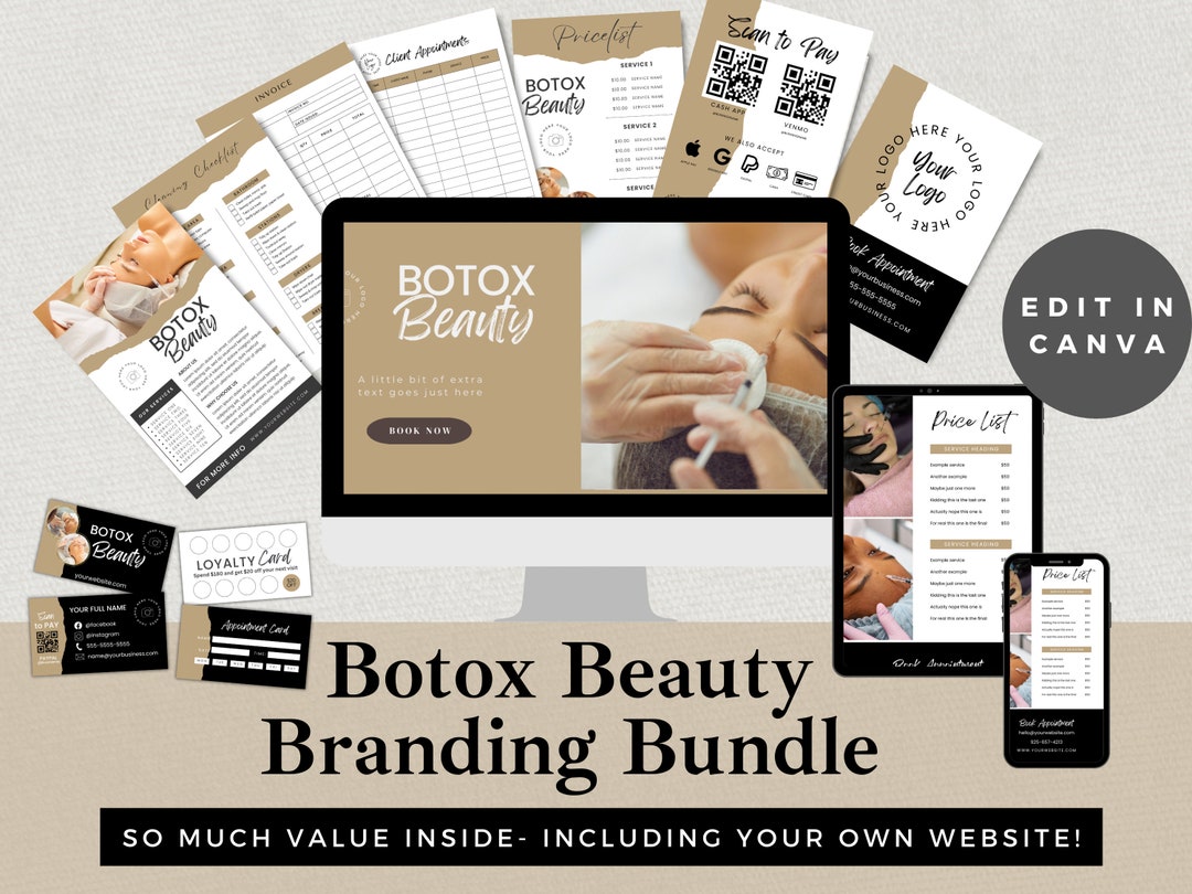 Botox Beauty Business Bundle | Botox & Filler Branding Kit | Editable ...