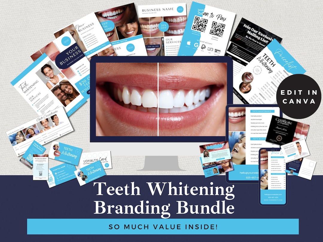 Editable Teeth Whitening Templates | Canva Business Kit With Flyers ...